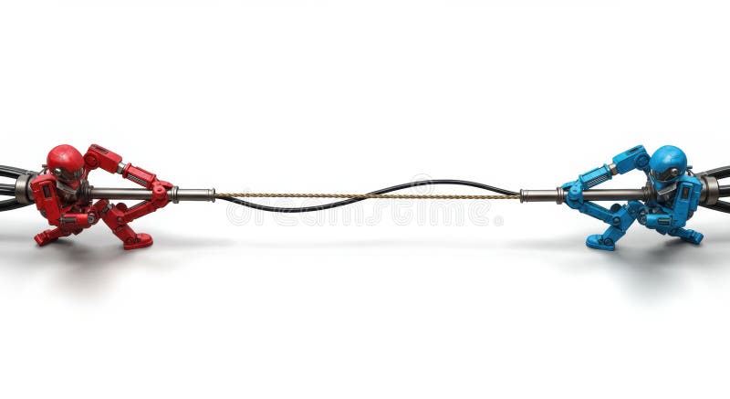 Robots Tug-of-War stock illustration. Illustration of glasses - 383256583