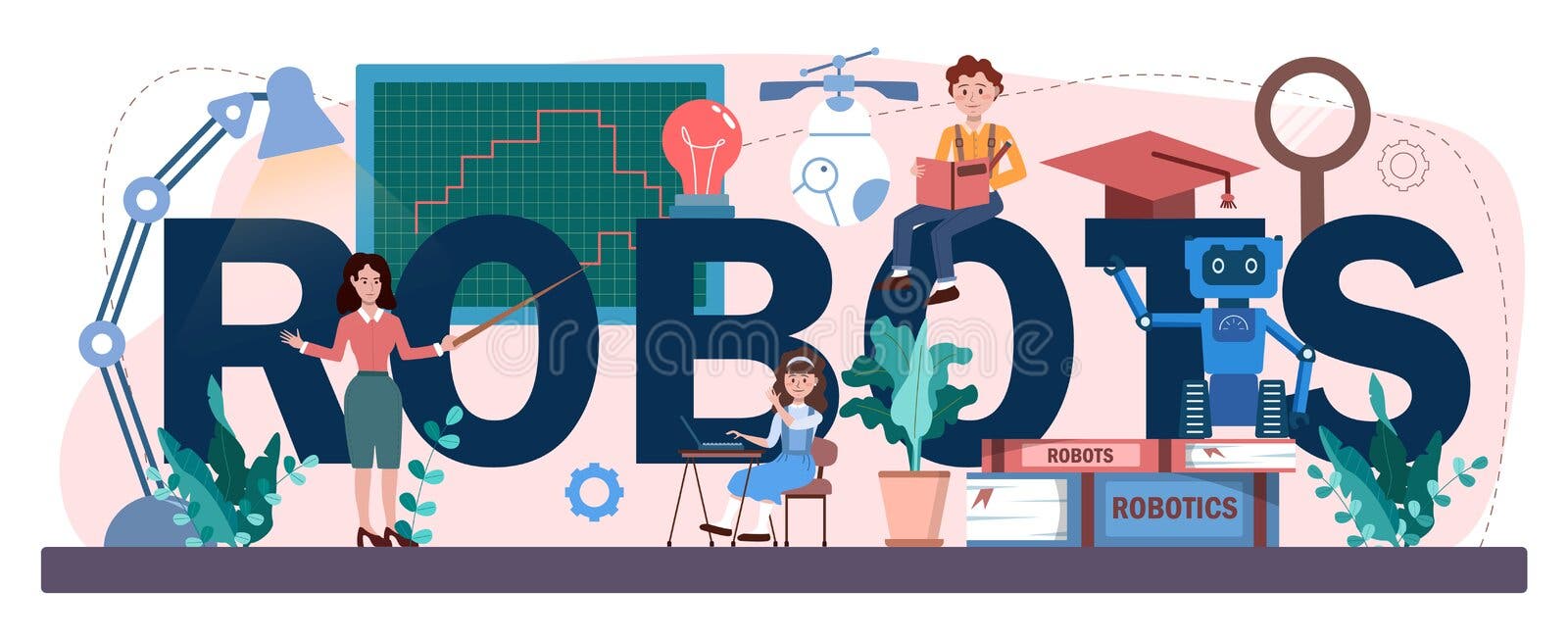 Robotics Typographic Header. Robot Engineering and Programming Stock Vector - Illustration of ...