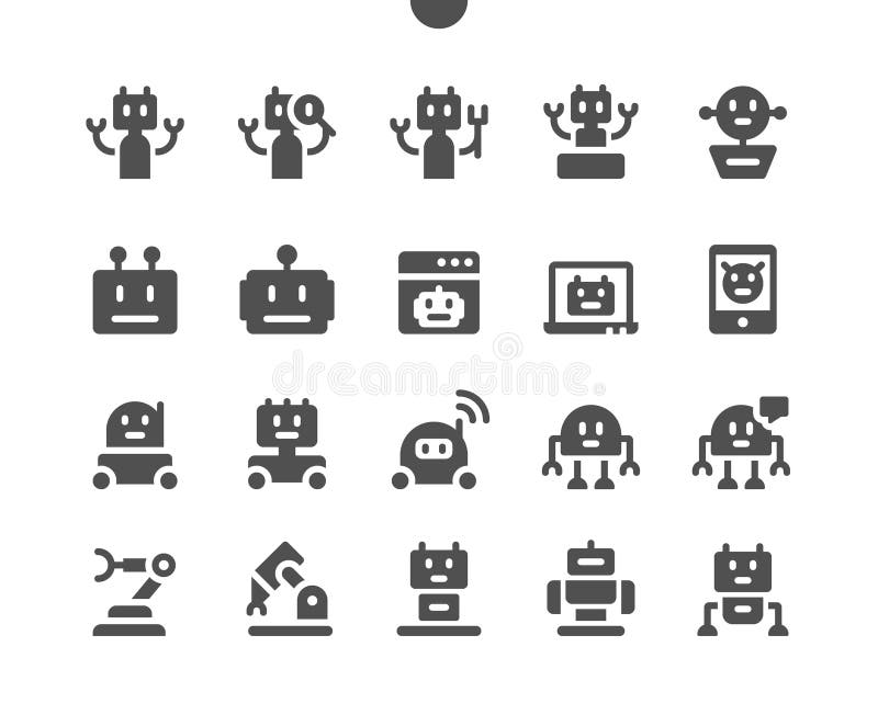 Robots UI Pixel Perfect Well-crafted Vector Stock Vector - Illustration ...