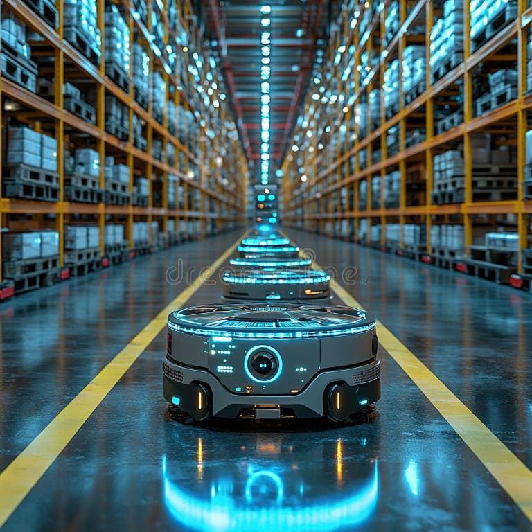 Robots in a Warehouse, Showcasing Automated Logistics and Advanced ...