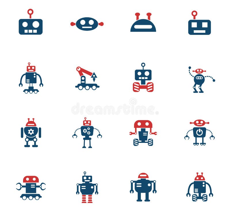 Robots icon set stock vector. Illustration of science - 121842209