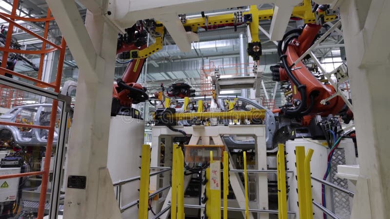 Robots Weld Car Body, Modern Factory Stock Video - Video of robot ...