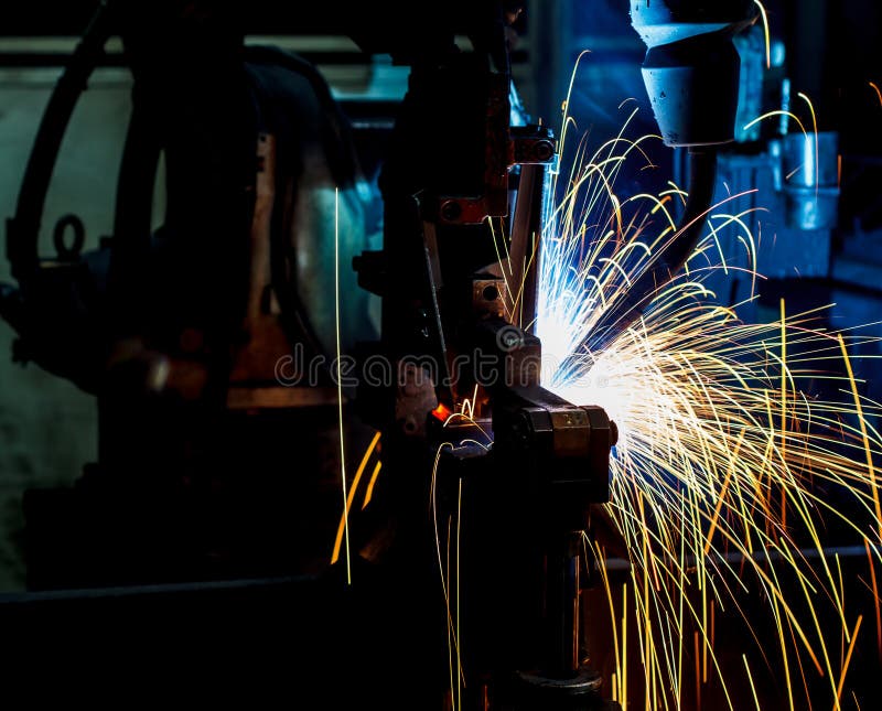 Robots Welding in a Car Factory Stock Photo - Image of auto, hydraulics ...