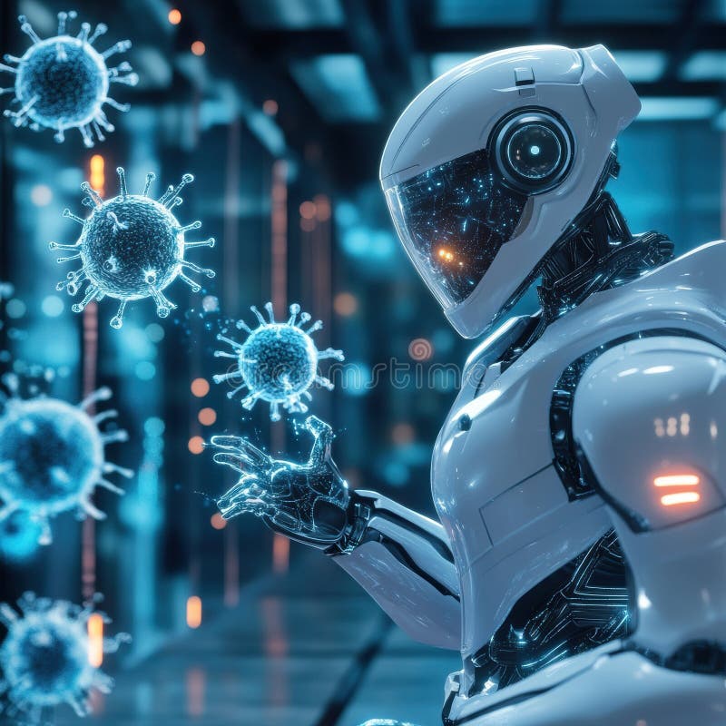 Robots Engaged in the Process of Neutralizing Viruses in a High Tech ...