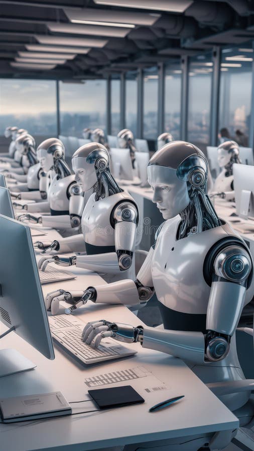 Robots Working in Modern Office Environment: Futuristic Workforce ...