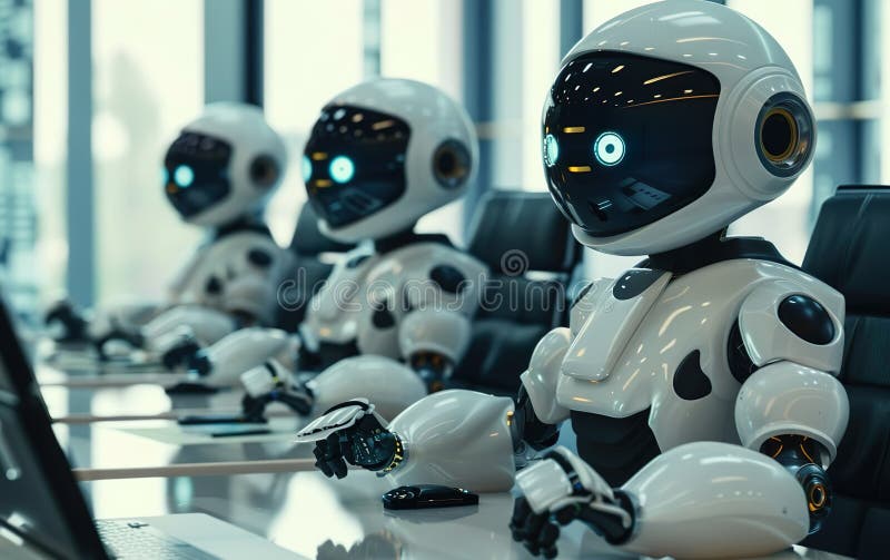 Robots, Neural Network Concept Stock Illustration - Illustration of ...