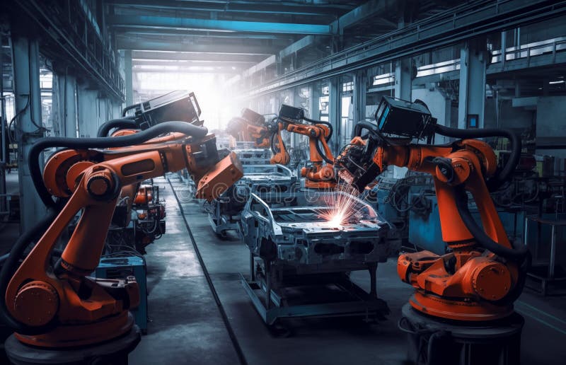 Robots in Workshop of Automobile Plant. Automotive Robotic Factory ... Robots in Workshop of Automobile Plant. Automotive Robotic Factory ...