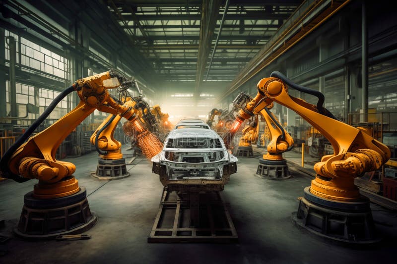 Robots in Workshop of Automobile Plant. Automotive Robotic Factory ... Robots in Workshop of Automobile Plant. Automotive Robotic Factory ...