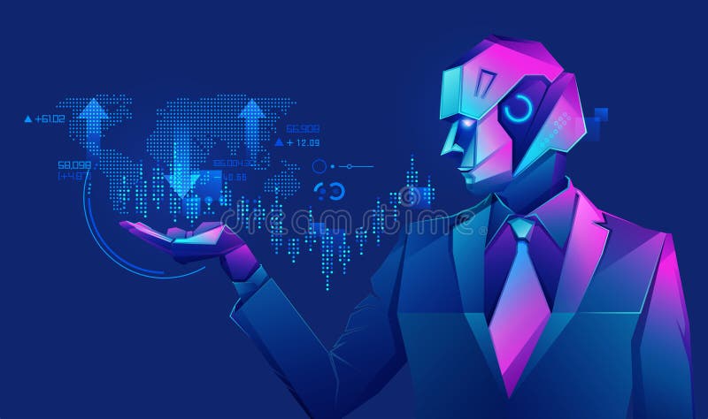 RobotTrading stock vector. Illustration of learning - 285576318