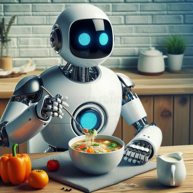 Roboty Eats Hot Soup,implementation of Robots in Modern Life,robot Assistant Superiority of ...