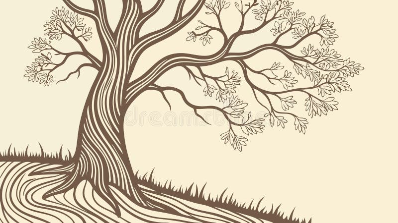 Robust Ancient Tree with Strong Roots Vector Art, Vector Design ...