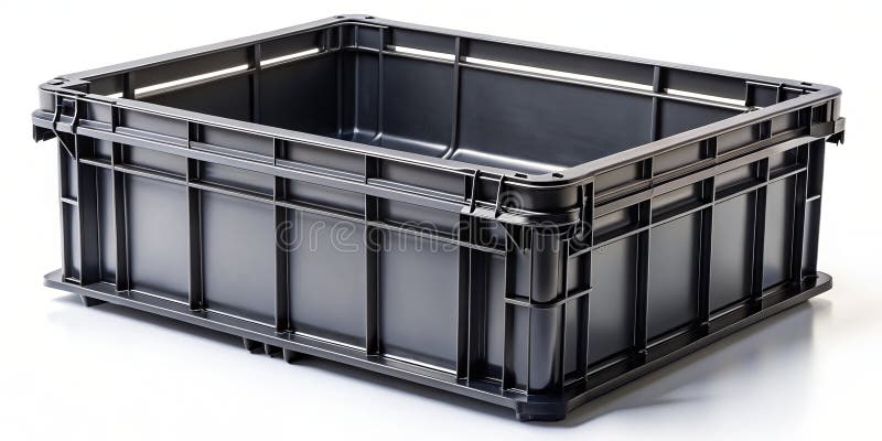 Robust Black Plastic Crate Box Container Ideal for Storage Transport ...