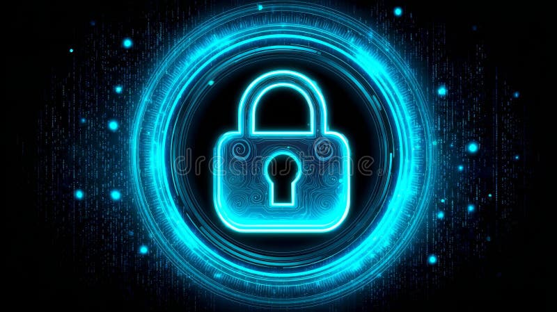 Robust Blue Lock Securing Digital Data on a Dark Background, Enhanced Protection and Privacy ...