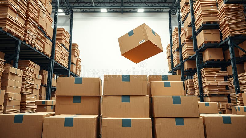 Robust Brown Cardboard Box Stacks for Efficient Warehouse Storage and ...