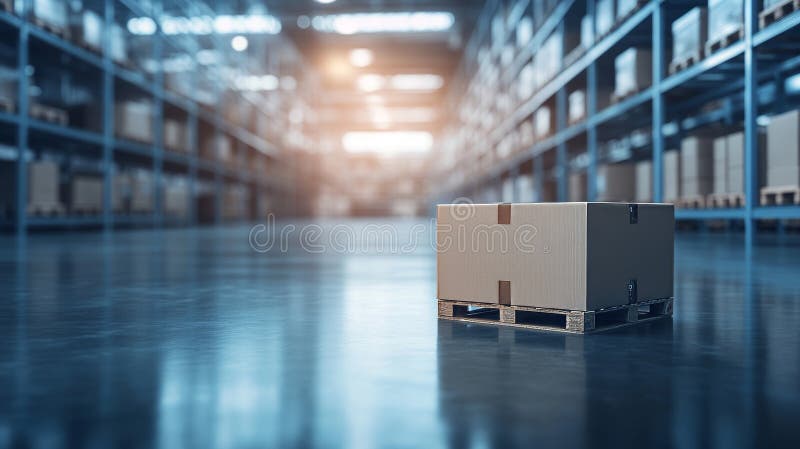 Robust Cardboard Boxes are Placed on Pallets within a Warehouse Stock ...