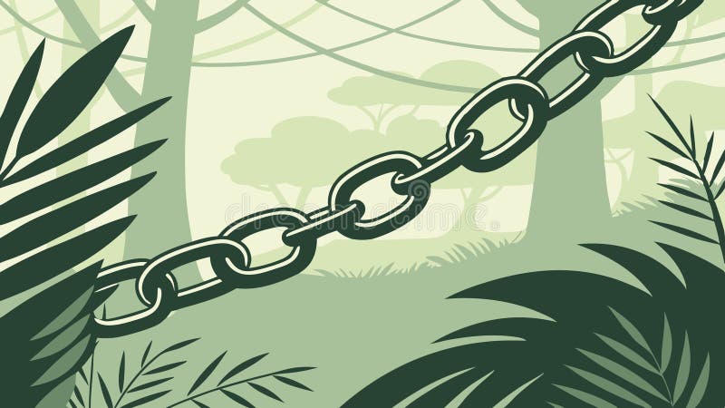 Robust Chain Winding through a Dense, Mysterious Forest Path, Vector ...