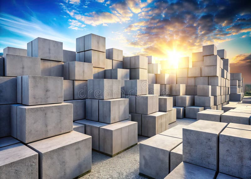 Robust Concrete Block Stack a HighDefinition Image of a Massive Load ...