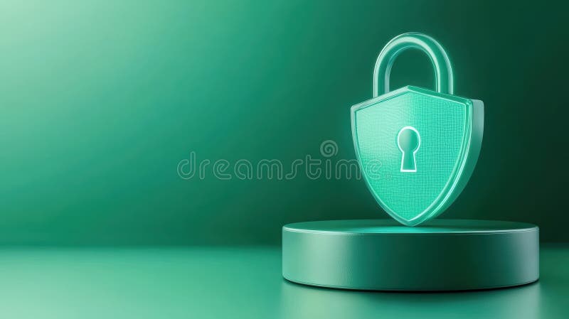 Robust Green Shield with Lock, Symbolizing Data Security and Protection ...