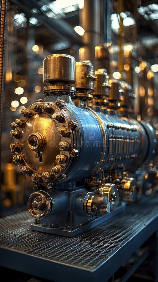 Robust Industrial Engine in High-Tech Manufacturing Facility Stock ...