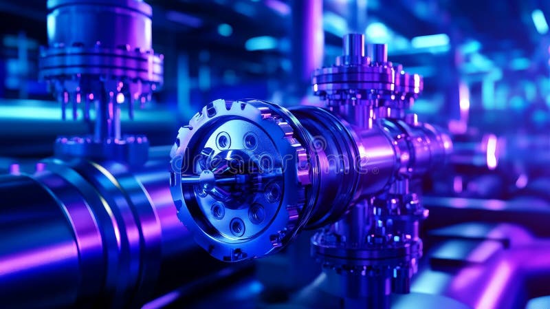 Robust Industrial Valve System Closeup Hightech Industrial Valve System ...