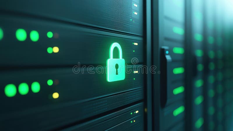 Robust Lock System Ensures Server Security and Data Protection in a Networked Environment Stock ...