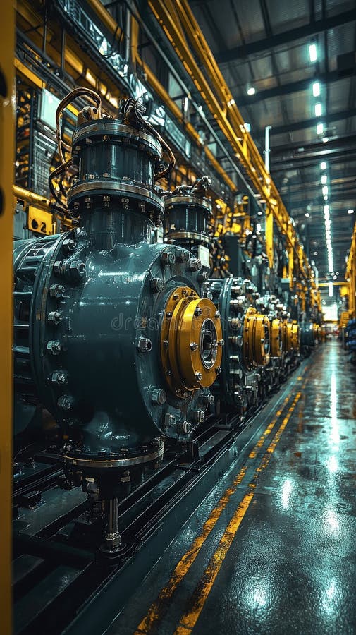 Robust Machines Aligned in Manufacturing Facility Stock Illustration ...