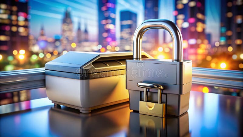 Robust Multifunction Printer Security 3D Render of a Locked Office ...