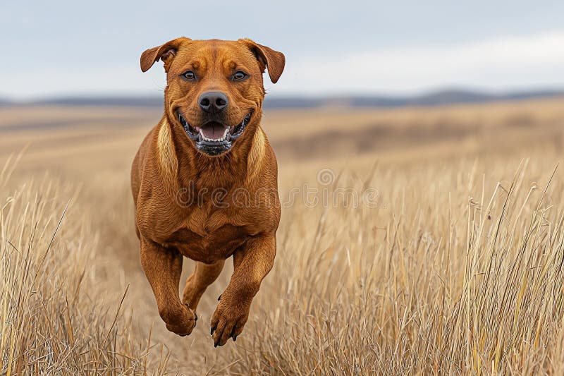 Robust Rhodesian Ridgeback Energetically Jumps Camera Eyes Focused ...