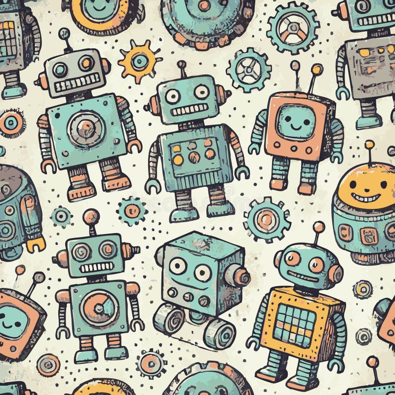 Robust Robots Print Design in Vector Stock Illustration - Illustration ...