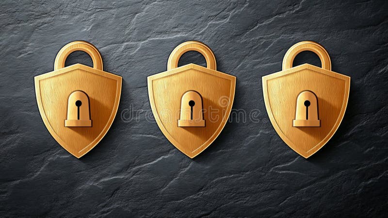 A Robust Security Concept Featuring a Golden Shield and Padlock Design ...