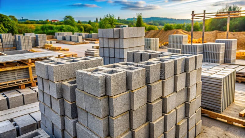 A Robust Stack of Cement and Cinder Blocks a Photorealistic ...