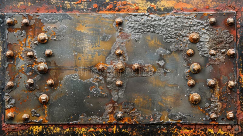 Robust Steel Plate Adorned with Rivets for Industrial Durability. Ai ...