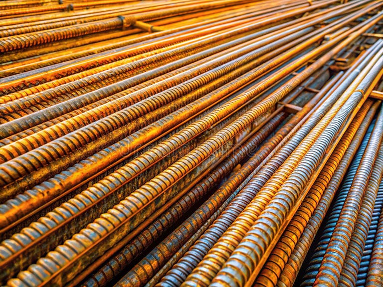 Robust Steel Reinforcing Bars Stacked High for a Solid Concrete ...