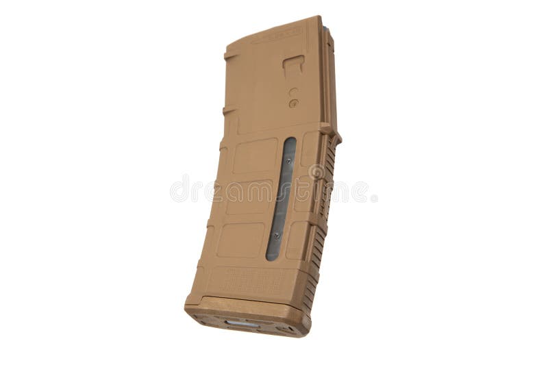 A Robust Tan Polymer Magazine for 5.56x45mm Rounds, Showcasing a ...