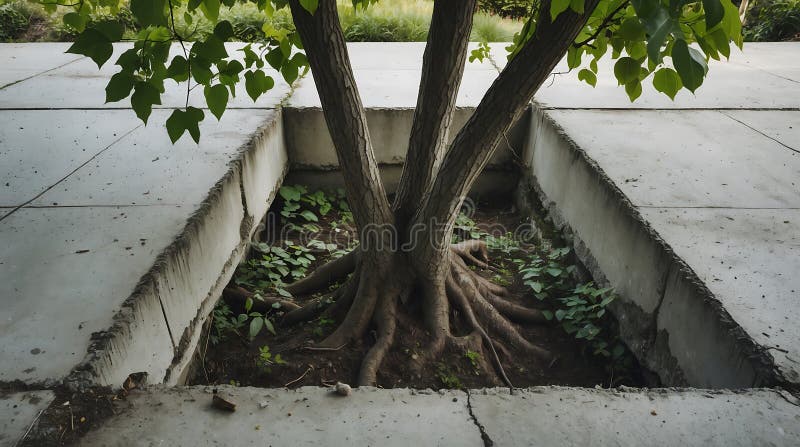 Tree Breaking through Concrete Illustrates Resilience Against Climate ...