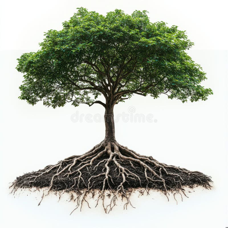Robust Tree with Thick Roots Sprawling Beneath the Ground Surface Stock ...