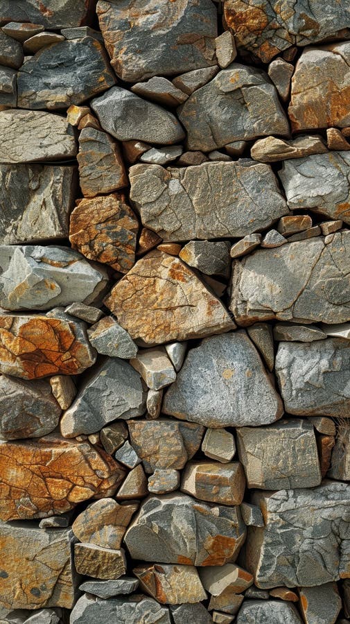 Close-up of a Sturdy Wall Made of Intricately Arranged Natural Stones ...