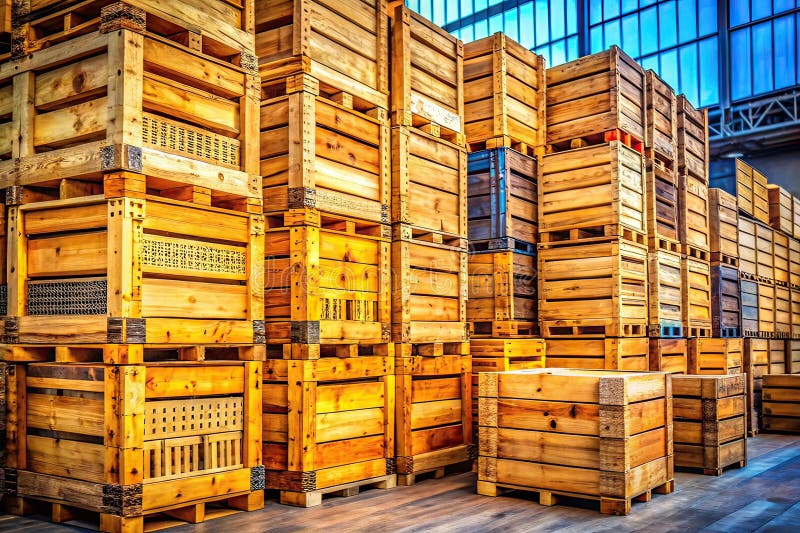 Robust Wooden Crates for Efficient Warehouse Storage and Bulk Goods ...
