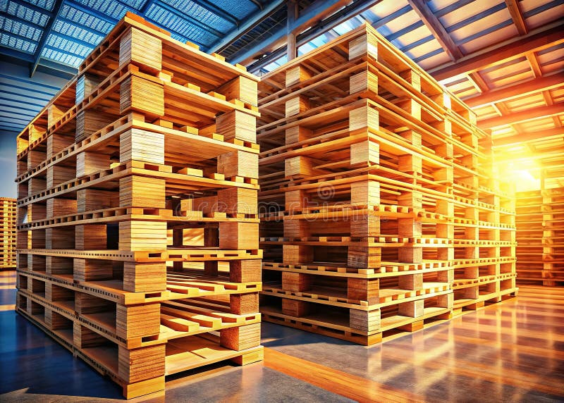 Robust Wooden Pallets Stacked High a Visual Representation of Efficient ...
