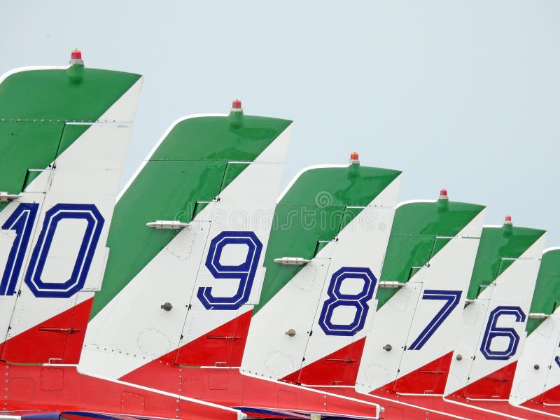 ROC Airshow Italian Frecce Tricolori Jet Fighter Tail Numbers Editorial ...