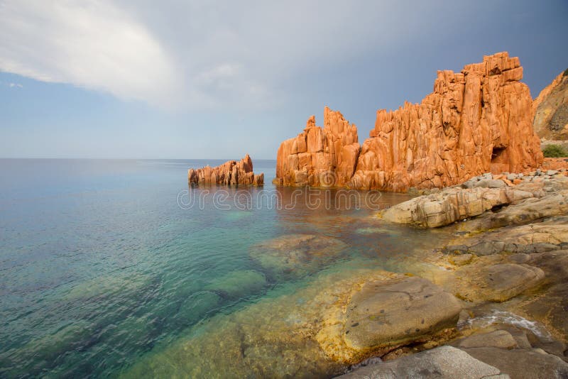Rocce Rosse, Arbatax, Sardinia Stock Photo - Image of coastwise, azure ...