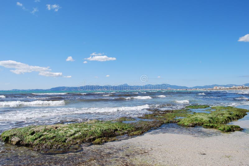 Rocce verdi fotografia stock. Immagine di spiaggia, puntello - 19154728