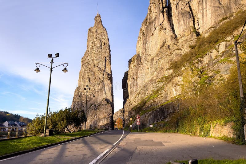 Rocher Bayard in Dinant, Belgium Stock Photo - Image of belgian, cliff ...
