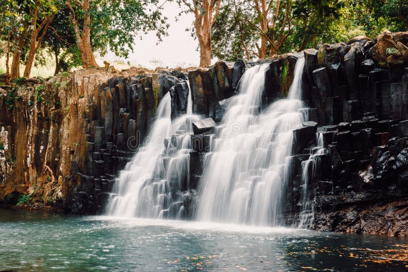 Rochester Falls in Mauritius. Cascade Waterfall and Beautiful Black ...