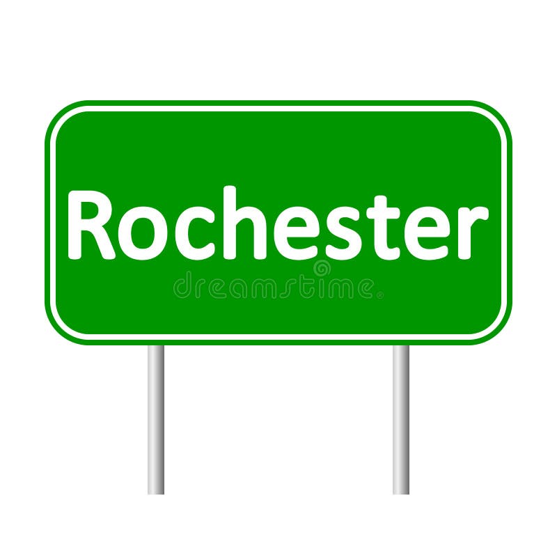 Rochester green road sign. stock illustration. Illustration of vacation ...