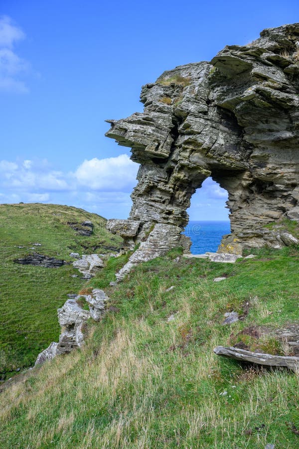 Rock Arch on the Atlantic Coast in Cornwall Stock Image - Image of rock ...