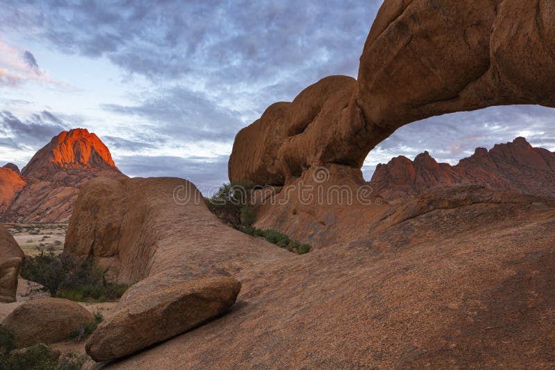 Rock arch at Spitzkoppe stock image. Image of kopjes - 245054763