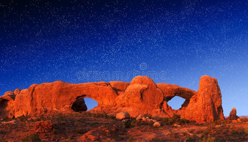 Rock Arch Windows at Night stock photo. Image of american - 9452328