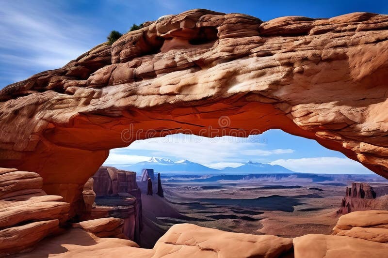 Rock Arches Natural Rock Arches Framing a Distant Landscape Emph Stock ...