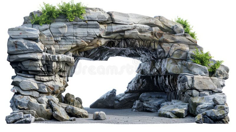 Rock Archway Surrounded by Lush Greenery in a Natural Landscape Setting ...
